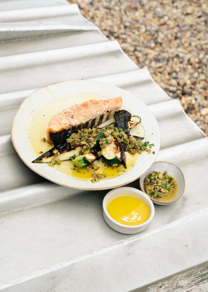 Lemon Butter Salmon w/ Pistachio + Preserved Lemon Salsa – Everdure CA